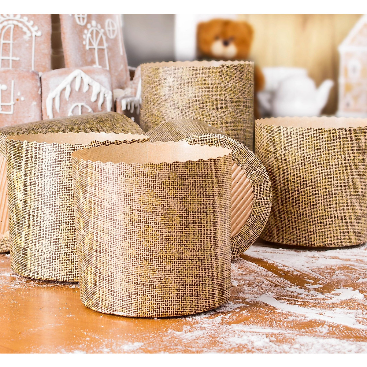 12 oz Panettone Paper Mold | 12 Pack | Easter Bread Paper Mold Paska Mold Kulich - Easter Bread Forms Non Stick Panettone Mold Baking Cups - W 4.33 x H 3.35 Inches