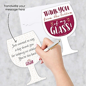 Big Dot of Happiness But First, Wine Tasting Party Thank You Note Cards with Envelopes - Set of 12