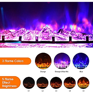 Topment 28.5" Recessed Electric Fireplace, Freestanding Fireplace Insert with Touch Screen Control Panel, Remote Control, Over-Heating Protection, 750-1500W Recessed in-Wall Heater with Timer