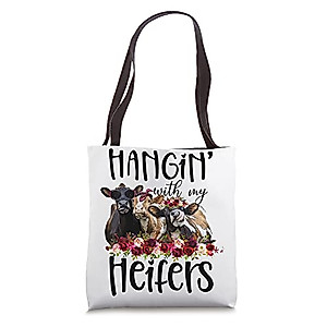 Funny Floral Heifer Hanging With My Heifer Cow Castle Farmer Tote Bag