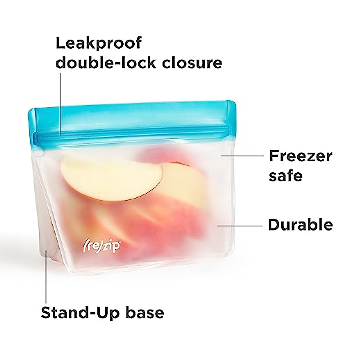rezip 8-Piece Deluxe Bundle Reusable Storage Bags | BPA-Free, Food Grade, Leakproof, Freezer and Dishwasher Safe | 2 Mini Stand-up, 2 Stand-up Snack (1-cup), 2 Flat Snack, 2 Flat Lunch Bags (Green, Aqua)