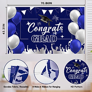 Graduation Decorations Class of 2024, Navy Blue Graduation Party Decorations 2024 Congrats Grad Banner Backdrop, Tablecloth, Star Foil Balloons Arch, 2024 Grad Decor for College High School Nurse