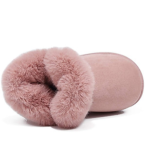 KEESKY Baby Girl Winter Boots Pink Winter Warm Shoes Fur Lined Toddler Size 5 M