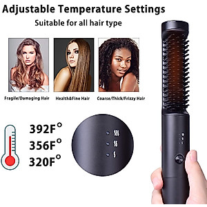 Hair Straightener Brush,Ocaliss Heated Ionic Hair Straightening Brush Flat Iron for Smooth Frizz-Free Silky Hair with 20S Fast Heating, 3 Temp Settings, Anti-Scald Hot Brush for Styling