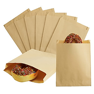 FOCCIUP Kraft Paper Sandwich Bags 200 Pack 6"x 1"x 8" Snack Bag Natural Open-Ended Bags
