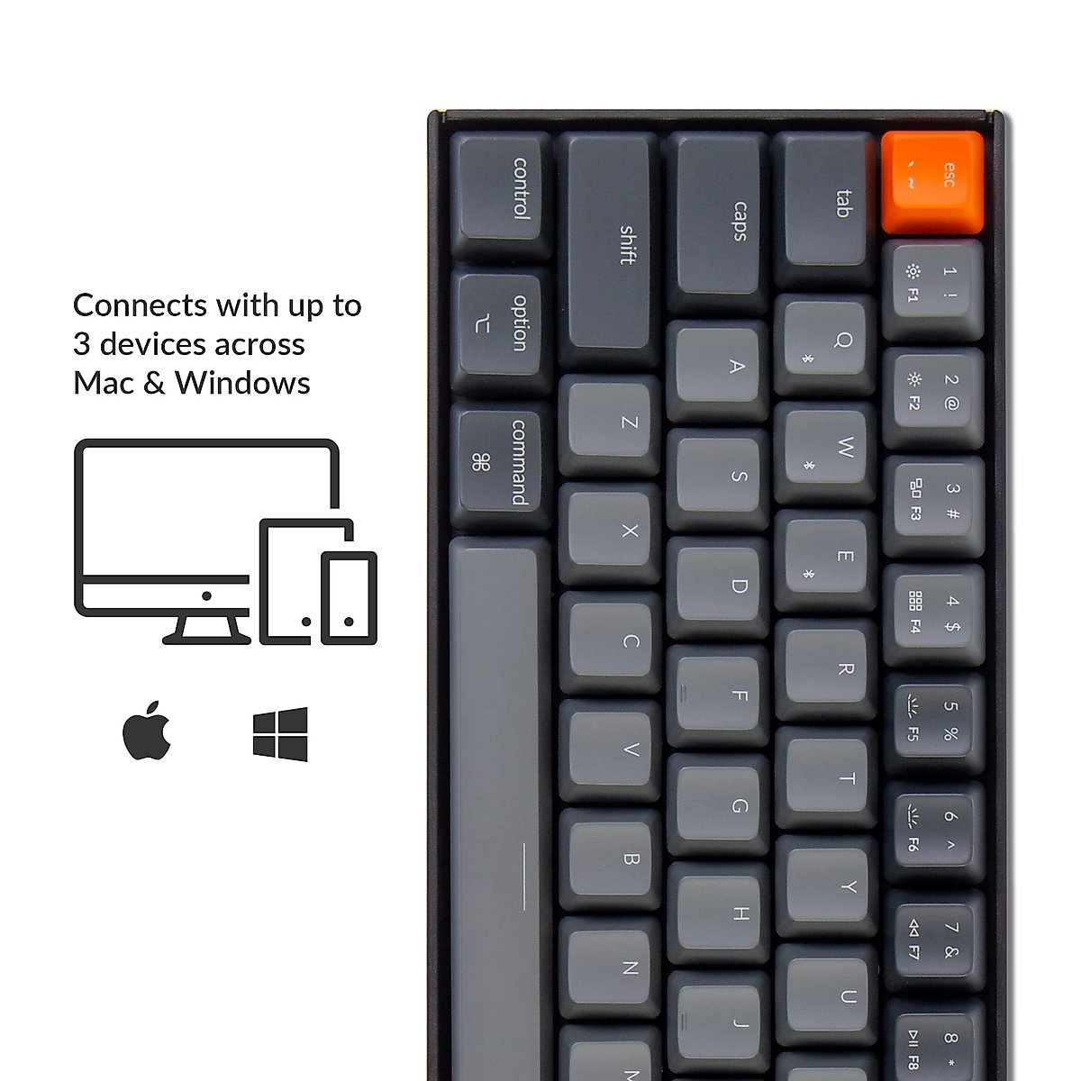 Keychron K14 70% Layout 72 Keys Hot-Swappable Bluetooth Wireless/USB Wired Mechanical Gaming Keyboard with Gateron G Pro Blue Switch/Multitasking/White LED Backlight Computer Keyboard for Mac Windows