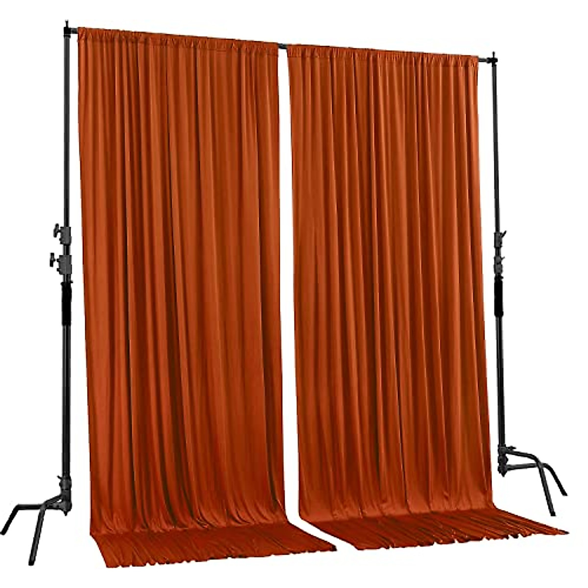 AK TRADING CO. 10 feet x 10 feet Rust Polyester Backdrop Drapes Curtains Panels with Rod Pockets - Wedding Ceremony Party Home Window Decorations