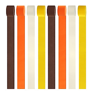 Yellow-Beige Orange-Brown Fall Party-Decorations Streamers - 8 Rolls Boho Autumn Baby Shower Thanksgiving Harvest Crepe Tissue Paper Streamer,Birthday Bridal Bachelorette Wedding Garland Panduola