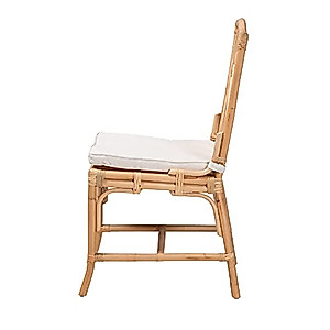 Baxton Studio Rio Dining Chair, One Size, White/Natural Brown