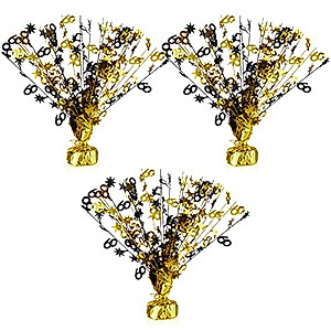 3 Pieces Happy 60th Birthday Centerpieces for Tables 60th Wedding Anniversary Party Supplies Metallic Gold Gleam for 60 Years Old Party Table Decorations, 14 Inches