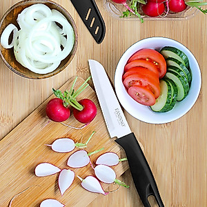 EANINNO Paring Knife Set-4 Paring Knives 4 Cover, Upgraded 3.8 inch Small Peeling Fruit Knife Stainless Steel Kitchen Sharp Cutting Vegetable with Sheath Thickened Blade Handle