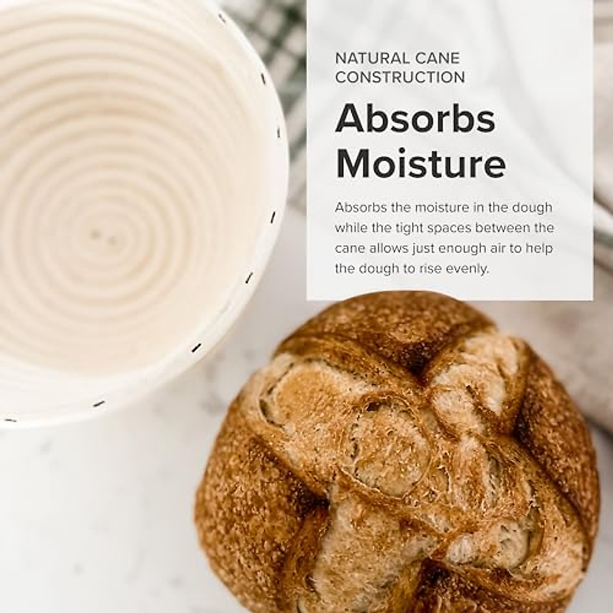 Frieling USA Brotform Round Bread Rising Basket and Liner, 8.5-Inch