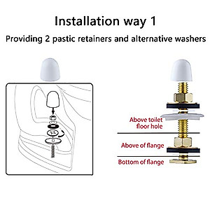 Hibbent Toilet Floor Bolts and Caps Set, Universal Toilet Bowl to Floor Bolts Solid Brass, Including 2 Brass Bolts, 4 Bolt Caps with Nuts/Washers Toilet Bolts Heavy Duty Bolts Closet Bolt Set