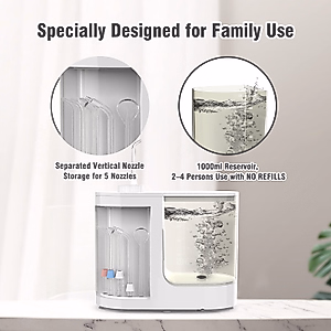 Zao's Selection New Countertop Water Flosser for Family Use, 30-130 PSI Stepless Pressure Regulation,1000ml, 8 Tips, Isolated Tip Storage, Oral Irrigator, Water Picks for Teeth Cleaning