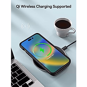 NEWDERY 10000mAh Battery Case for iPhone 14/14 Pro/13/13 Pro, Wireless Charging & Wired Earphone & Sync-Data Supported, Portable Extended Charger Case for iPhone 14/13 Pro, 6.1 inch Black