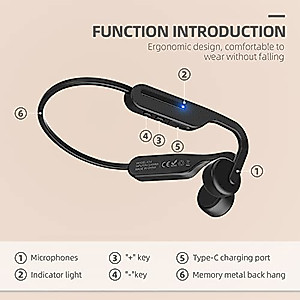 CHENSIVE Bone Conduction Headphones, Wireless Headphones Bluetooth 5.0, Open Ear Headphones with Built-in Mic, Sweatproof Sport Headsets for Running, Cycling, Driving, Hiking, Yoga