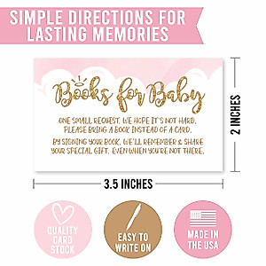 Hadley Designs - Heaven Sent Baby Shower Invitation Inserts, Book Request Baby Shower Guest Book Alternative, Bring A Book Instead Of A Card, Baby Shower Book Request For Girls - 25 Set