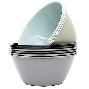 Youngever 50 Ounce Plastic Bowls, Large Cereal Bowls, Large Soup Bowls, Set of 9 (9 Urban Colors)
