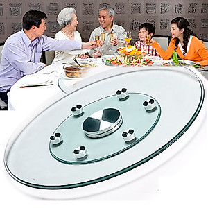 WDZDMYL Glass Lazy Susan Turntable, with Silent Smooth Aluminum Alloy Bearing, Round Tabletop Rotating Serving Tray, for Kitchen Dining, Parties, Wedding 110cm/44in