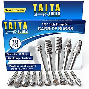 10PC Double Cut Carbide Burr Set 0.118" (3mm) Shank, Rotary Tool Bits Cutting Burrs - Dremel Accessories Fordom, Flex Shaft, Dewalt And Die Grinders - Wood Carving bits Metal Working And Engraving