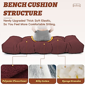 Focuprodu Bench Cushions. Non-Slip Pile Bench Cushion for Indoor and Outdoor in Multiple Scenarios.45x18 Inch Bench Cushion Ideal Cushion for Benches, Sofas and Raised Windows. (36x14x4, Burgundy)