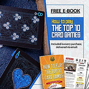 Cyberpunk Blue Playing Cards, Cardistry Decks, Black Deck of Playing Cards for Kids & Adults, Cool Playing Cards with Card Game e-Book, Unique Playing Cards for Poker, Cyberpunk Cards