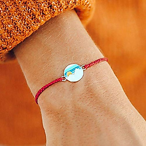 Pura Vida Silver Reversible Twin Peaks Bracelet - 100% Waterproof, Adjustable Band - Dark Red