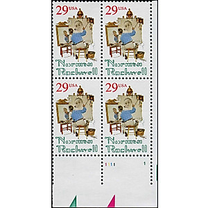 US Postal Stamps, 1994, Norman Rockwell, S# 2839, Plate Block of 4, MNH