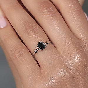 Gem Stone King 925 Silver and 10K Rose Gold Oval Gemstone Birthstone Engagement Ring | Oval 7X5MM | Wedding Engagement Anniversary Solitaire Promise Ring For Women