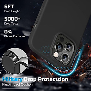 DTTO Compatible with iPhone 14 Pro Max Case, Ultra Slim Soft Premium Liquid Silicone [Military Grade Drop Protection] Full-Body Protective Bumper Phone Case for iPhone 14 Pro Max 6.7"(2022)- Black