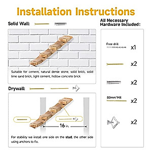 FUKUMARU Cat Climbing Shelf Wall Mounted, Four Step Cat Stairway with Jute Scratching for Cats Perch Platform Supplies