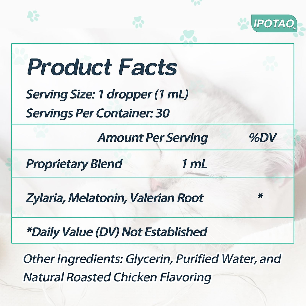 IPOTAO Cat Melatonin - Cat Calming Products for Stress & Anxiety Relief, Melatonin for Cats' Sleep Aid, Cat Relaxer Calming Drops, Support Restful Sleep for Your Cat, 1 fl oz