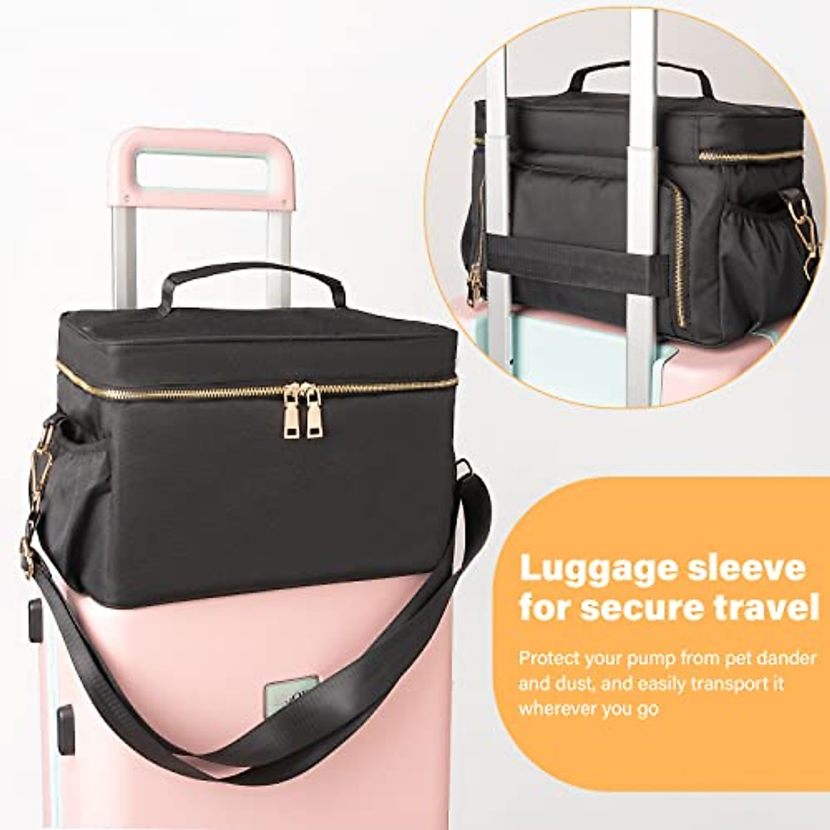 EliteMom Breast Pump Tote Bag (Patent Pending) - Stylish Pumping Bag Compatible with Spectra S1 S2 Gold, Medela, and More with Cooler for Working Moms