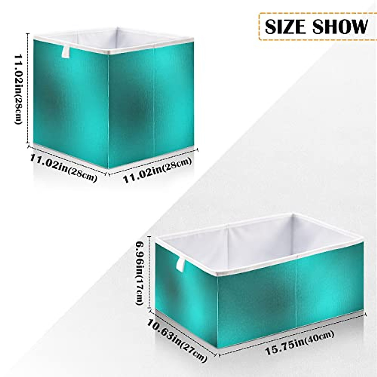 Teal Storage Basket Storage Bin Square Collapsible Nursery Hamper Decorative Storage Boxes Organizer for Nursery Toys Kids Room