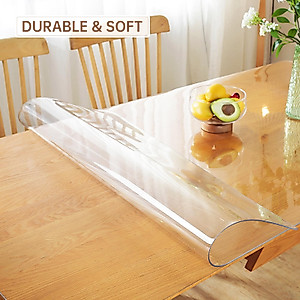 Warmstar Clear Table Cover Protector 24 x 48 Inch, 2mm Thick Plastic Table Cover Rectangle,PVC Clear Table Protector,Desk Protector Mat for Kitchen, Dresser, Writing Desk，Dining Room Table