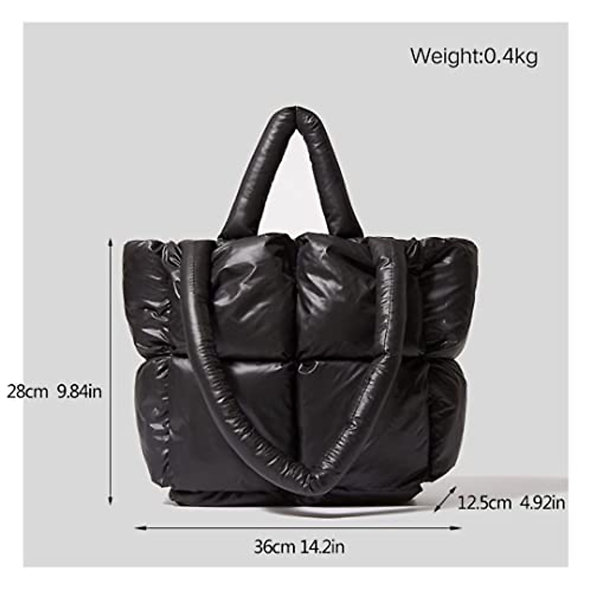 Puffer Tote Bag, Trendy Luxury Chic Quilted Large Padded Designer Handbags for Women Cotton Winter Soft Shoulder Bag (white)