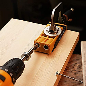 MulWark Mini Wood Pocket Hole Jig Kit - Two Pocket Screw Jig Kit with Drill Guide, Square Driver Bit, Hex Wrench, Step Drill Bit, Wooden Plugs and Screws - Mini Pocket Jig Hole Kit for Joinery Work