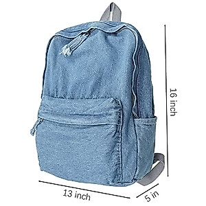 YunZh Denim Backpack Casual Style Lightweight Jeans Backpacks Classic Retro Travel Daypack