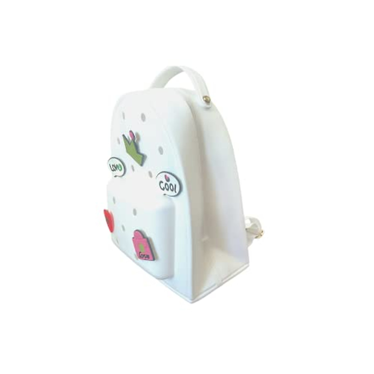 Pop N Shop Kids Silicone Jelly Clog Backpack With Charms - Gift For Boys and Girls Lightweight Fashionable Trendy (White)