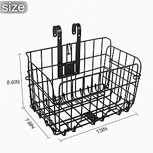 Hamiledyi Folding Bike Basket,Lift-Off Front Bike Basket with Handles Easy Installation Rear Cargo Rack - Rust Proof Bicycle Bag for Mountain Bike Accessories