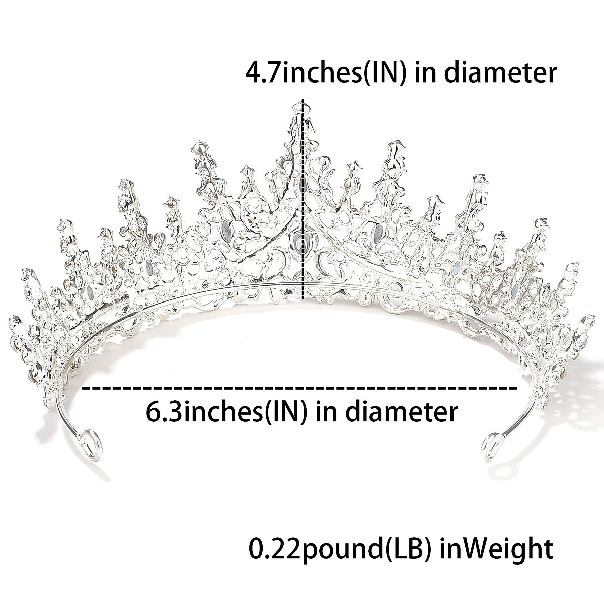 Women Crystal Wedding Tiara Princess Crown Rhinestone Tiaras, Royal Queen design, perfect for Bridal, anniversaries, birthday, Halloween Cos-play costume Christmas, party hair accessorie for girl Prom (Silver)