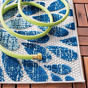 SAFAVIEH Cabana Collection Area Rug - 8' x 10', Grey & Blue, Floral Design, Non-Shedding & Easy Care, Indoor/Outdoor & Washable-Ideal for Patio, Backyard, Mudroom (CBN832F)