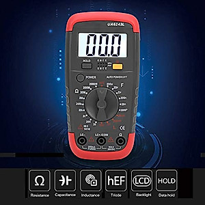 Eujgoov UA6243L Handheld Digital LED Multimeter Capacitance Meter Resistance Tester 1999 Display with Test Leads