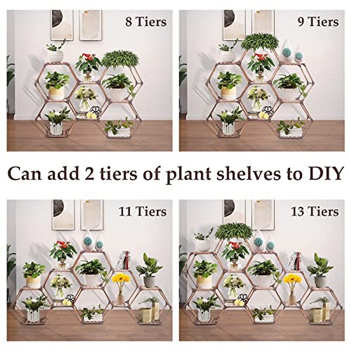 SUZAMI Hexagonal Plant Stand - Durable 7-Tier Indoor & Outdoor Shelves
