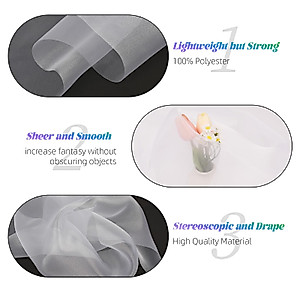 ICOSHOW Crystal Organza Fabric Tulle 11 Inch by 50 Yards Sheer Tulle Rolls for DIY Craft Wedding Party Baby Shower Decor Gift Wrapping Party Supplies (White)