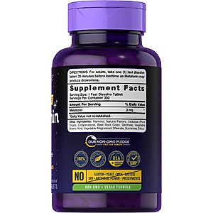 Carlyle Melatonin 3mg Fast Dissolve Tablets | 350 Count | Low Dose and Drug Free | Vegan, Non-GMO, Gluten Free