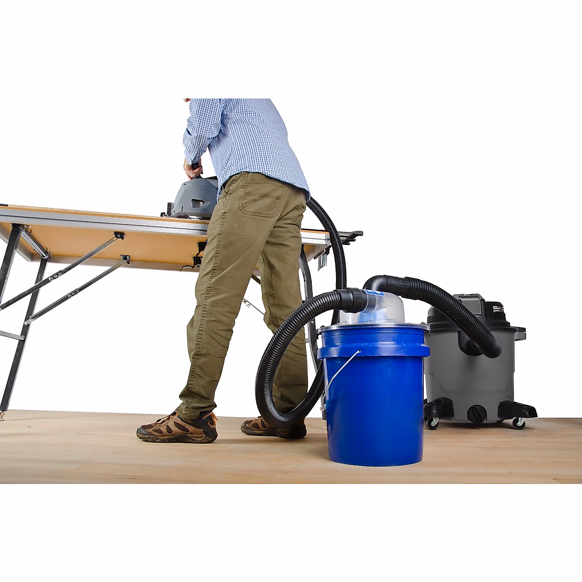 Dust Deputy Low-Pro Plus Lid Dust Separator Kit for Shop Wet Dry Vacuums - 2.5" Adapter & 3' Hose - Fits Standard 5 Gallon Buckets, USA Made