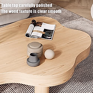 Cloud Shape Irregular Wood Coffee Table,Round Corner Thicken End Table,Cute Accent Modern Coffee Cocktail Table with 3 Legs for Living Room Furniture(27.5" Lx18 Wx16 H, White)
