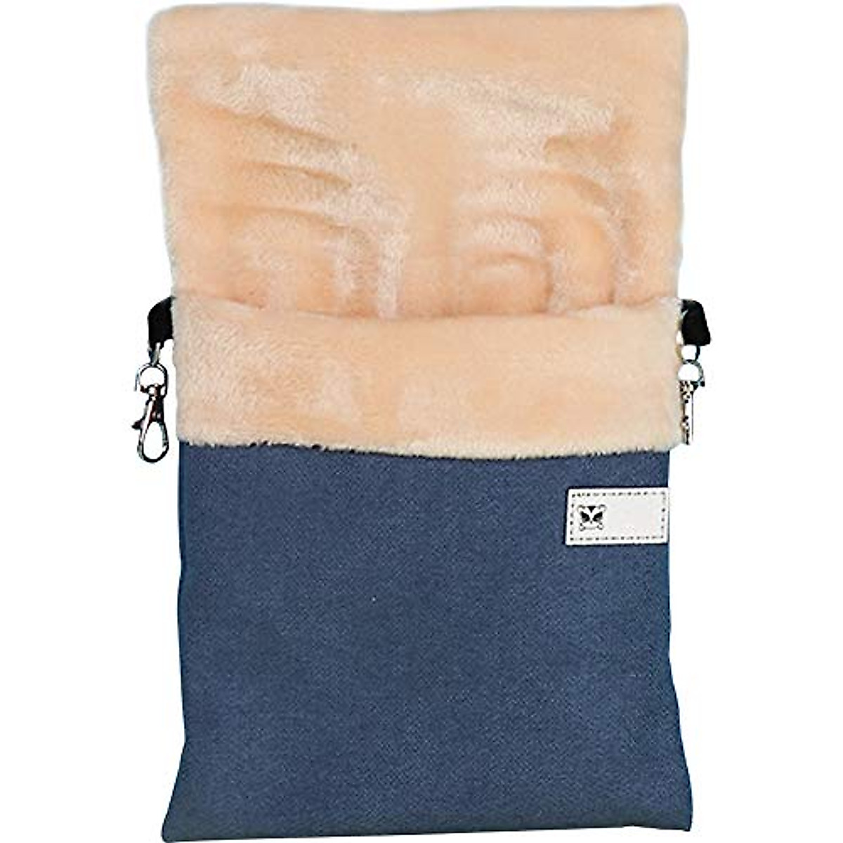 La La Pet® Small Pet Hanging Bed Sleep Pouch with Heated Warm Compartment Pet Hammocks Bed for Hamster Rat Sugar Glider Squirrel Ferret Warm Nest Bed Hideout Cave Pet Cage Accessories (Blue, M)