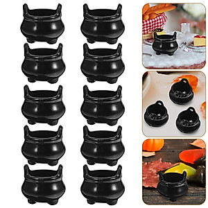 10pcs Miniature Witch Cauldron Model Halloween Cauldron Kettles Dollhouse Decor Party Favors Candy Holder Witch Props
